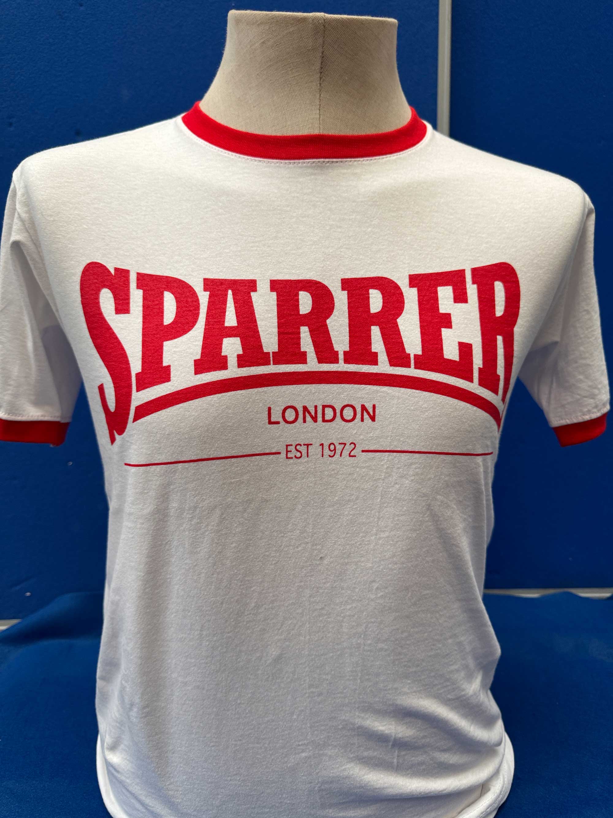 Tee - Sparrer "Lonsdale" logo - Red and White Ringer | Sparrer Shop ...